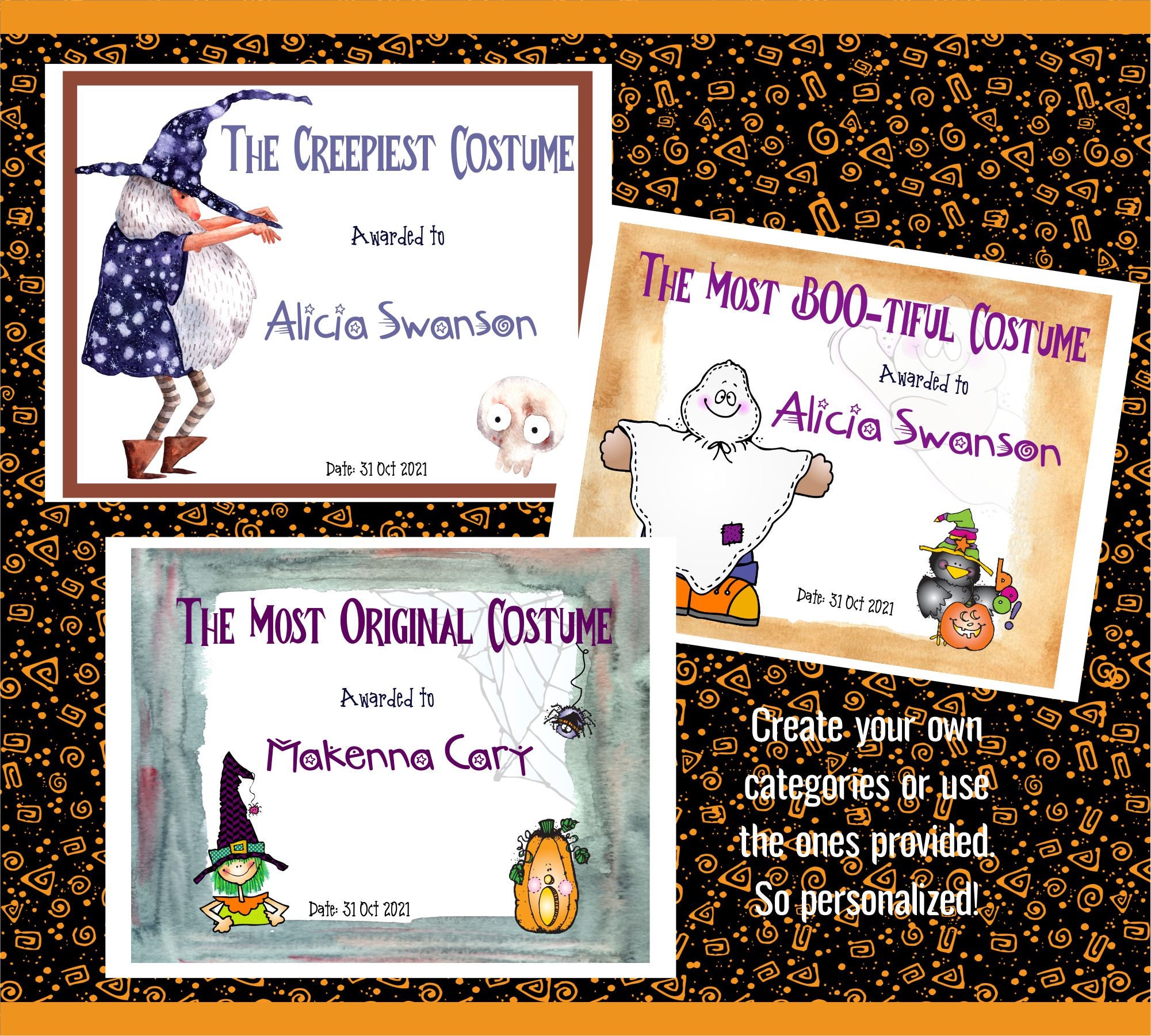 Halloween Costume Award Certificate Templates-12 Unique Awards to ...