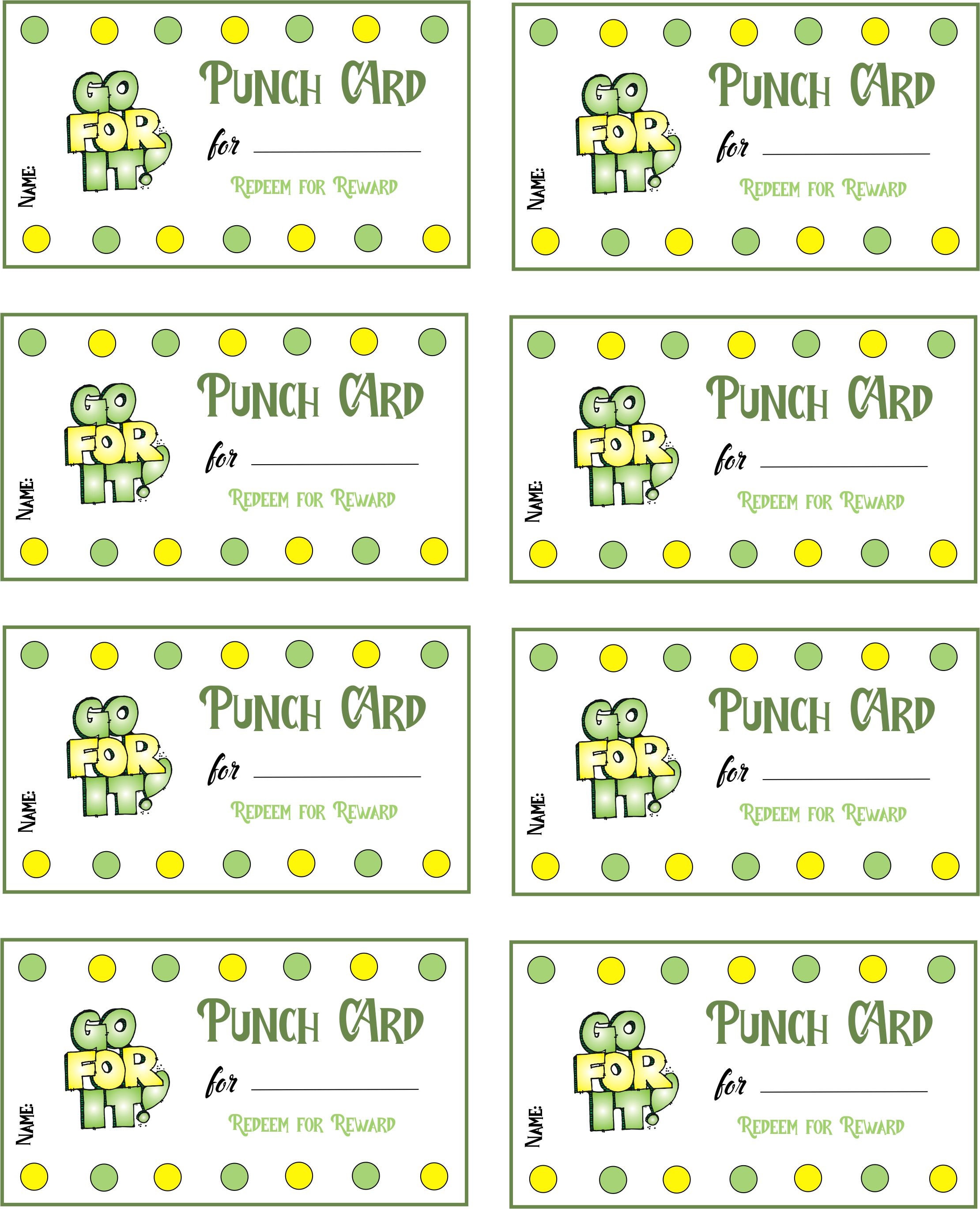 PUNCH Cards for School or Family Use-color and Black & White-great ...