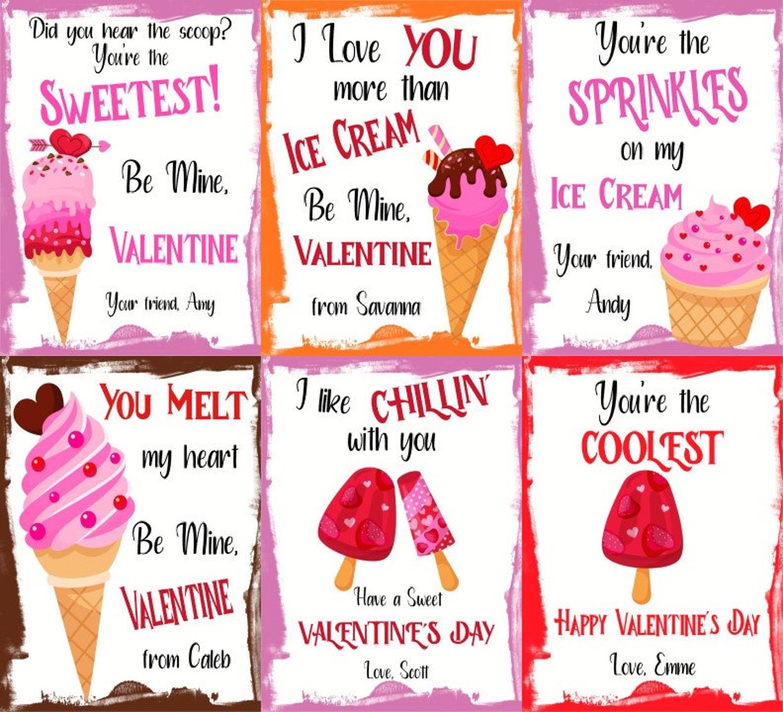 6 FUN ICE CREAM Valentine Templates Ice Cream Treats in Different ...