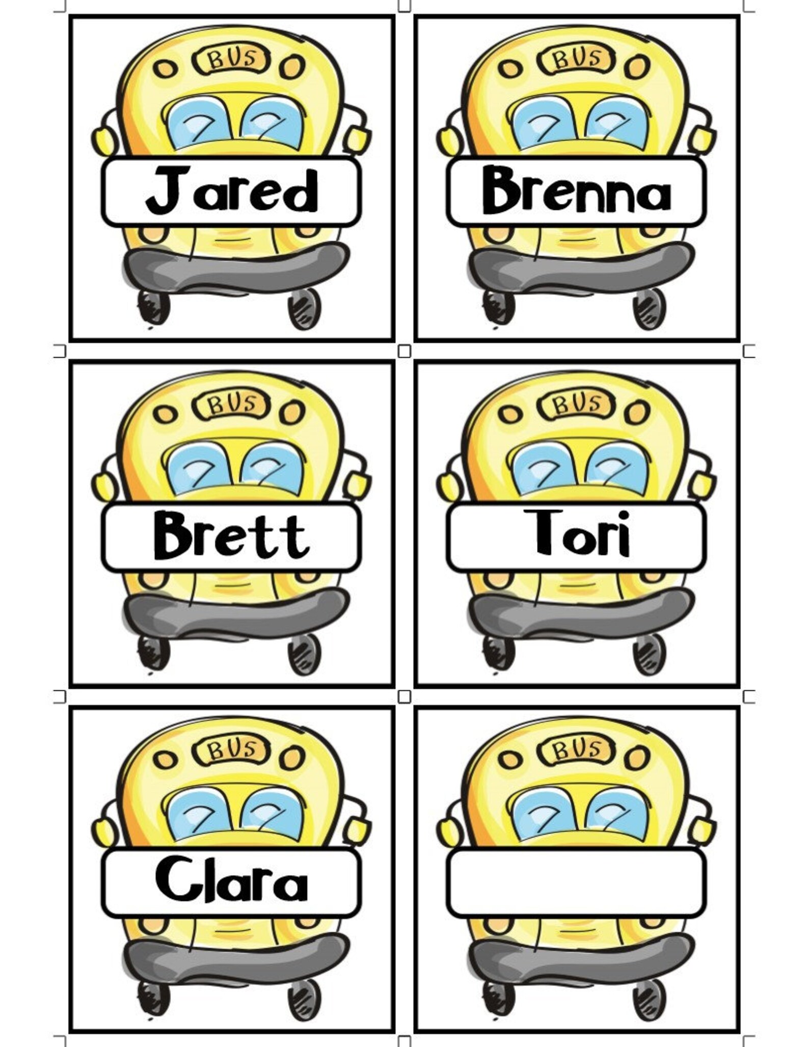 Bus School Tag Templates-perfect for the Classroom-teacher-student ...
