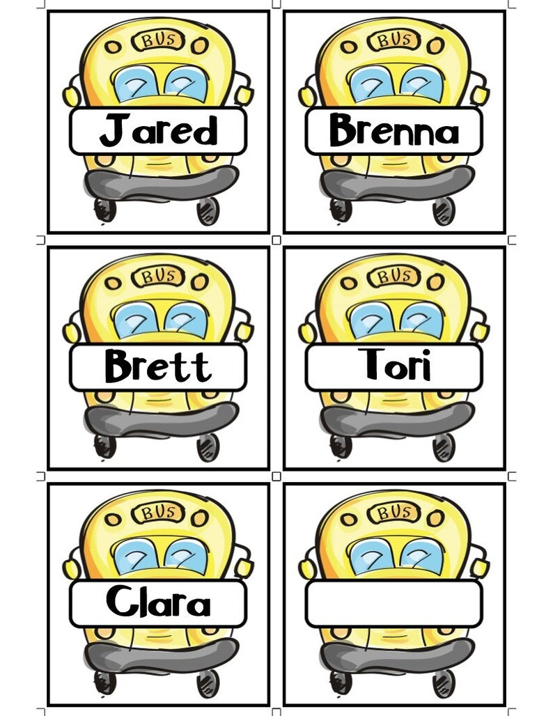 Bus School Tag Templates-perfect for the Classroom-teacher-student ...
