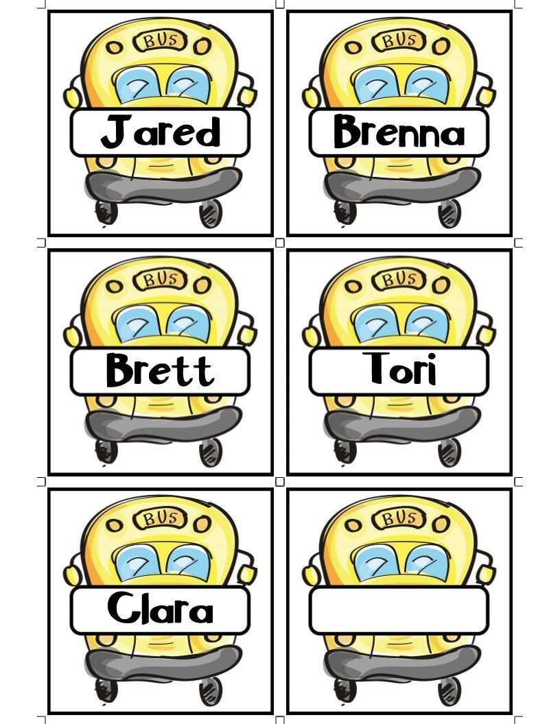 Bus School Tag Templates-perfect for the Classroom-teacher-student ...