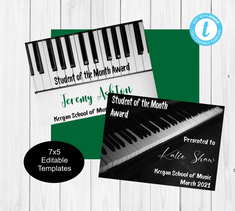 Piano Keys Award Certificates-white or Black Background-2 Different ...