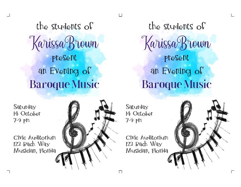 MUSIC RECITAL Invitation-keyboard-treble Clef Sketch on Invitation ...