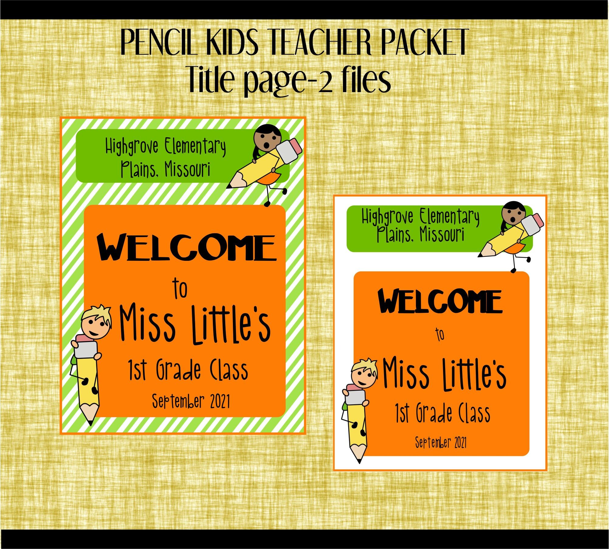 PENCIL KIDS Teacher Packet With 20 Templates-perfect for First Day of ...