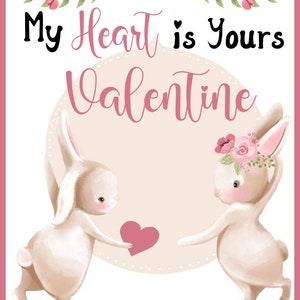 BUNNY VALENTINE CARD Templates-cute Bunnies in Love-valentines for Kids ...