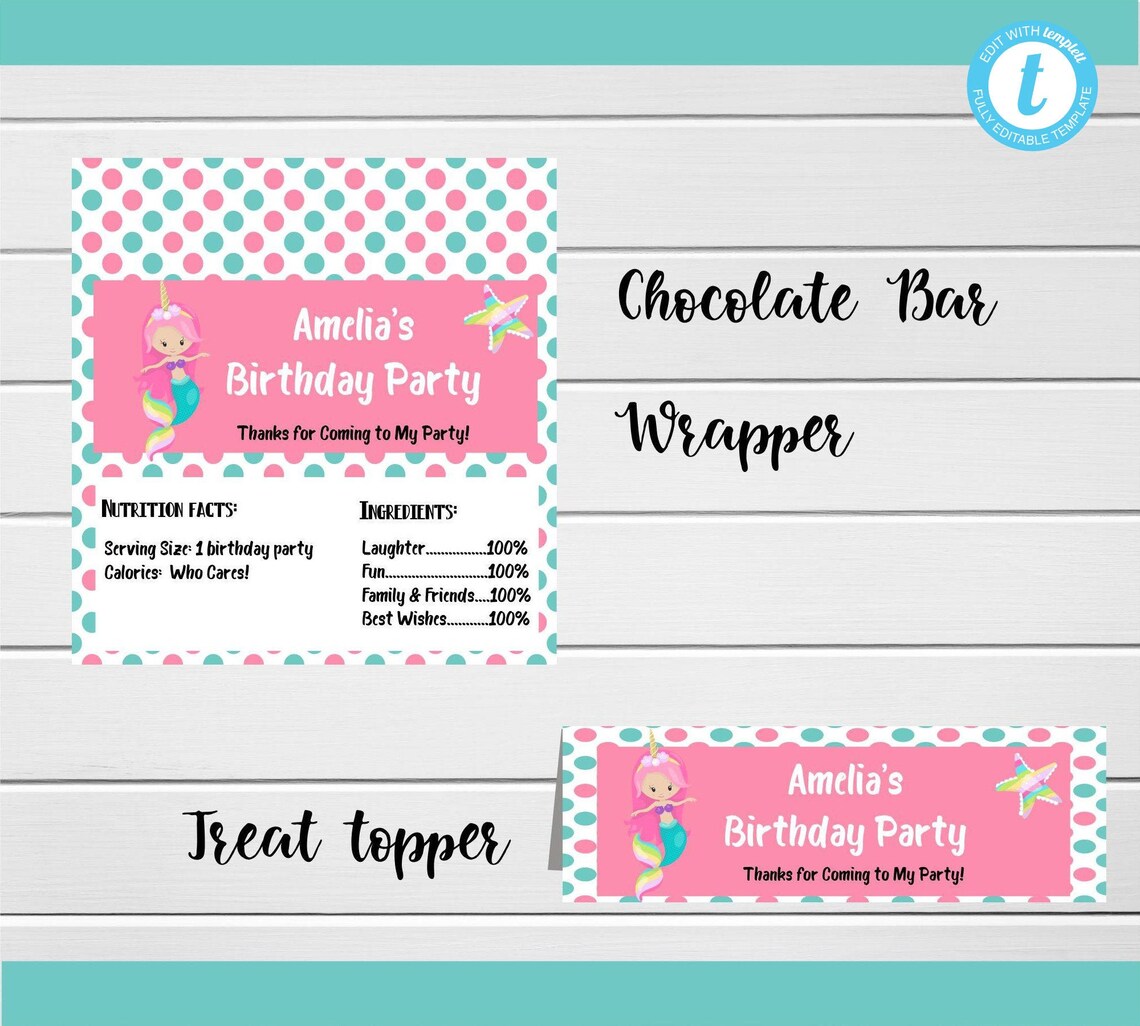 Candy Bar Wrapper Template-chocolate Bar Wrapper-birthday - Etsy