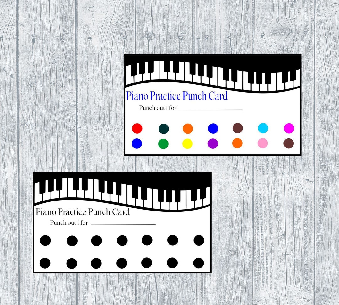 PIANO PRACTICE PUNCH Cards-color and Black & White-great Incentive for ...