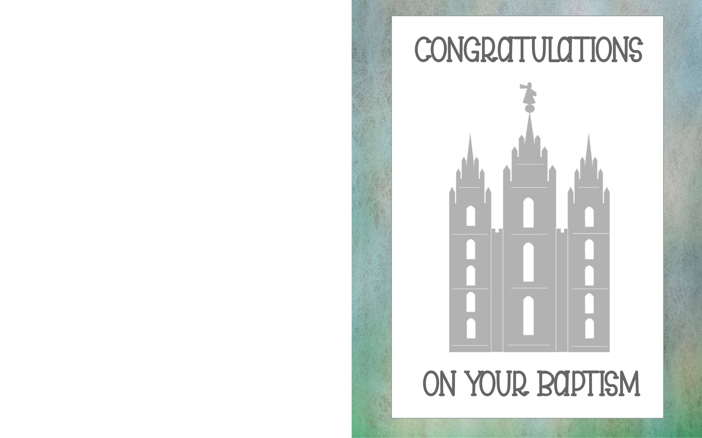 LDS Baptism Card Templates-grey Salt Lake Temple-watercolor Background ...
