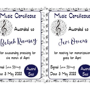 TREBLE CLEF CIRCLE Award Certificate for Music Piano - Etsy