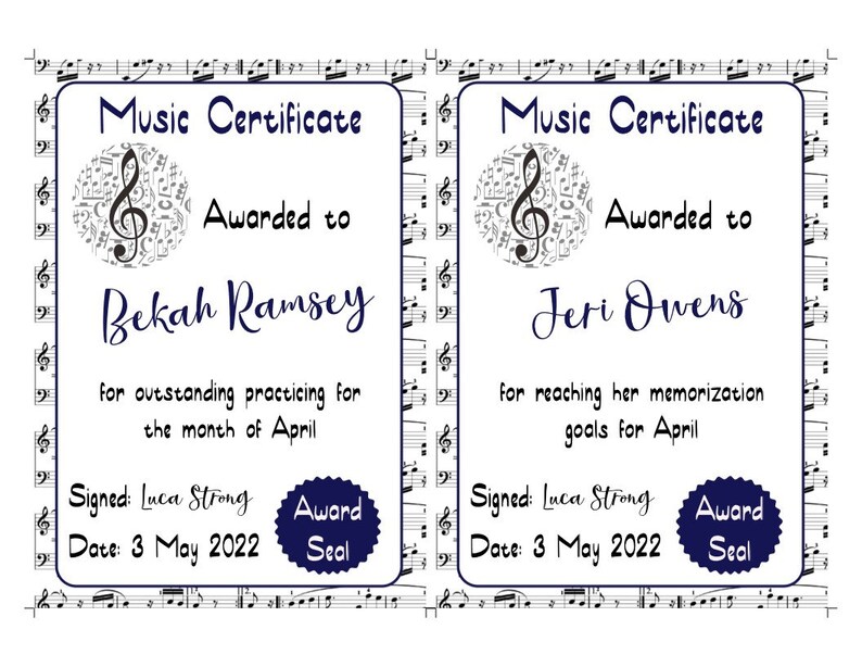TREBLE CLEF CIRCLE Award Certificate for Music Piano - Etsy