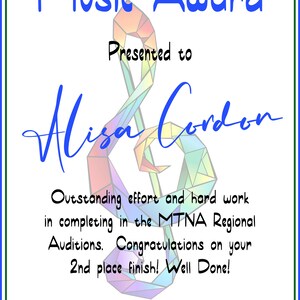 RAINBOW TREBLE CLEF Music Award Certificates in 2 Sizes-editable Text ...