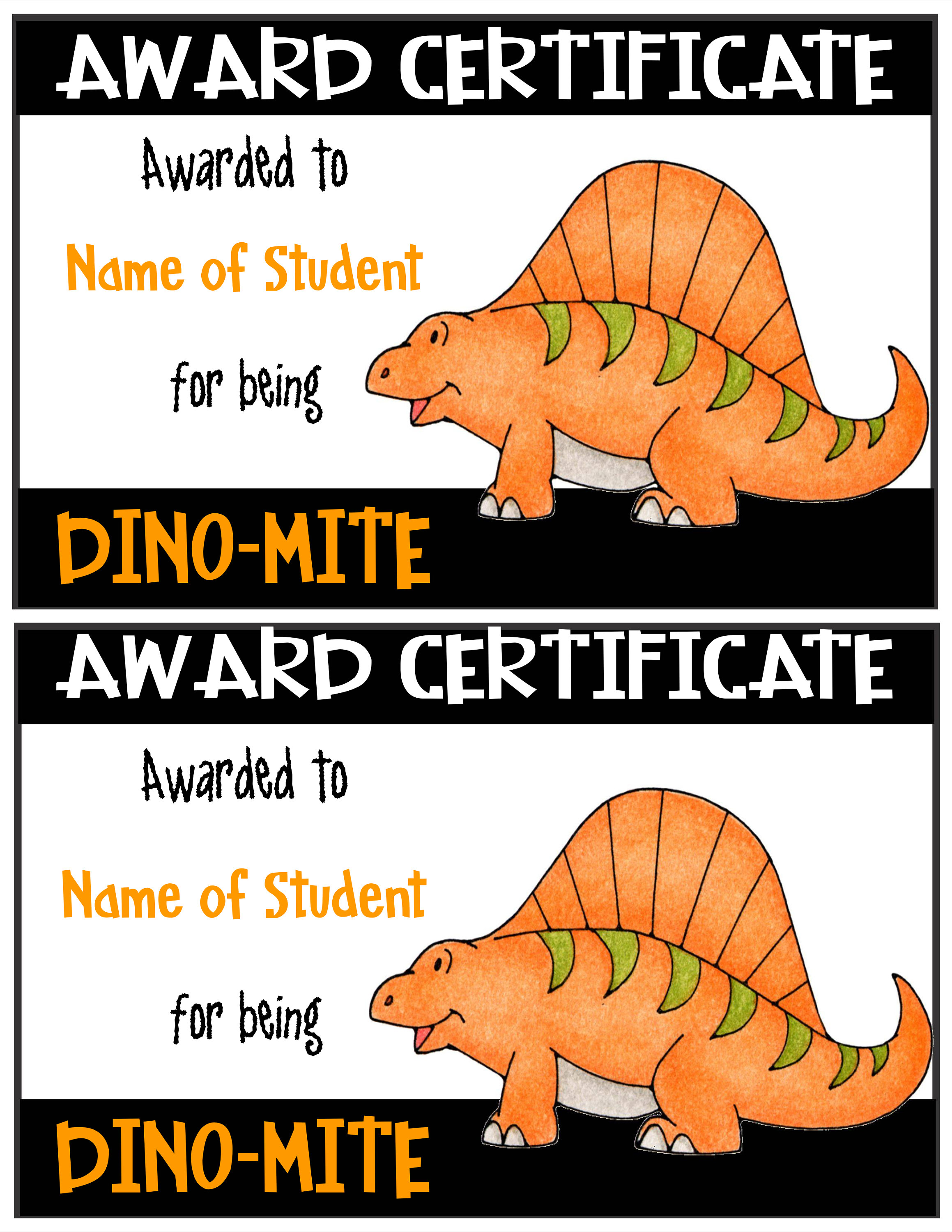 Dinosaur Award Certificate Templates-school-classroom-2 to | Etsy
