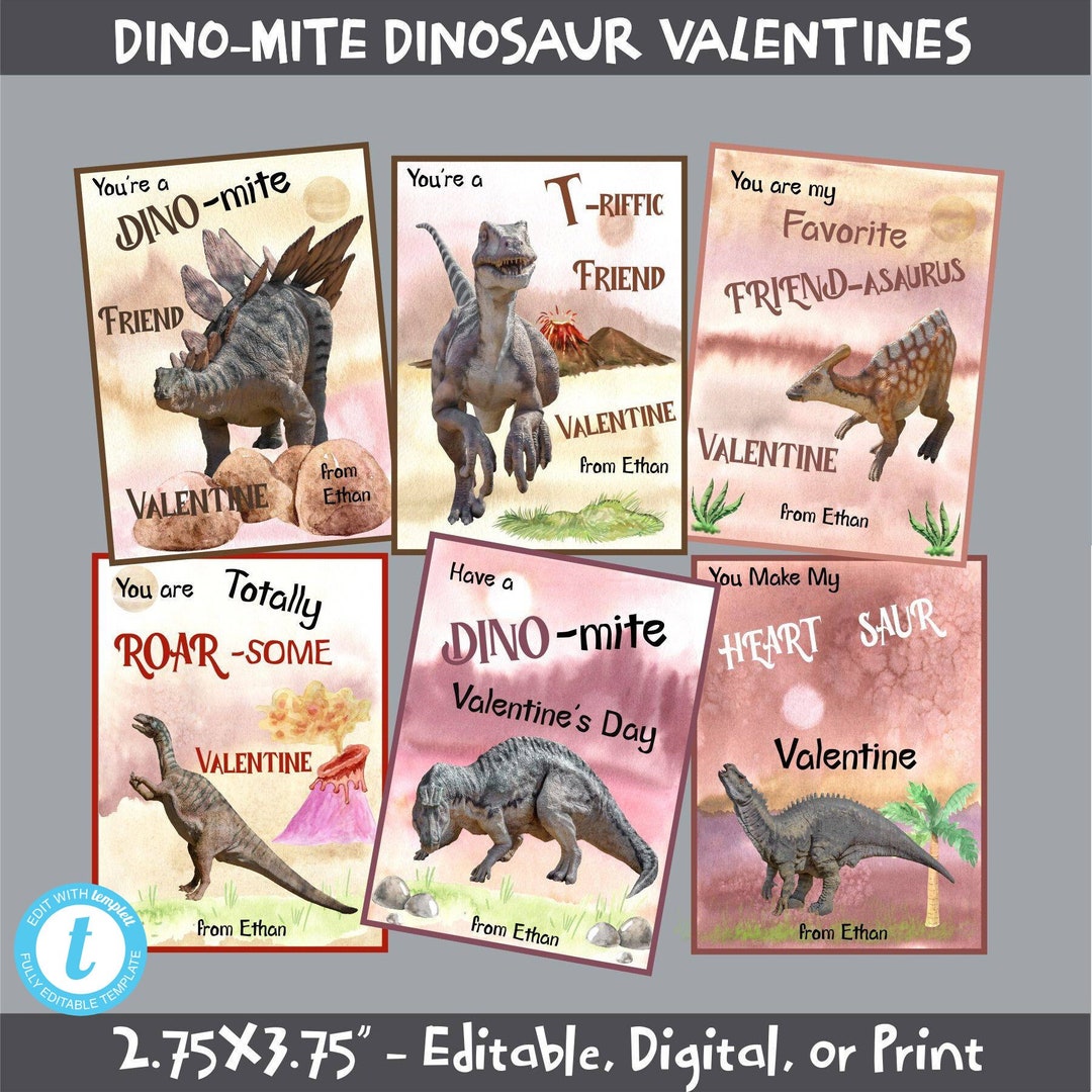 DINOSAUR VALENTINES CARD Templates for Kids-realistic Dinosaurs ...