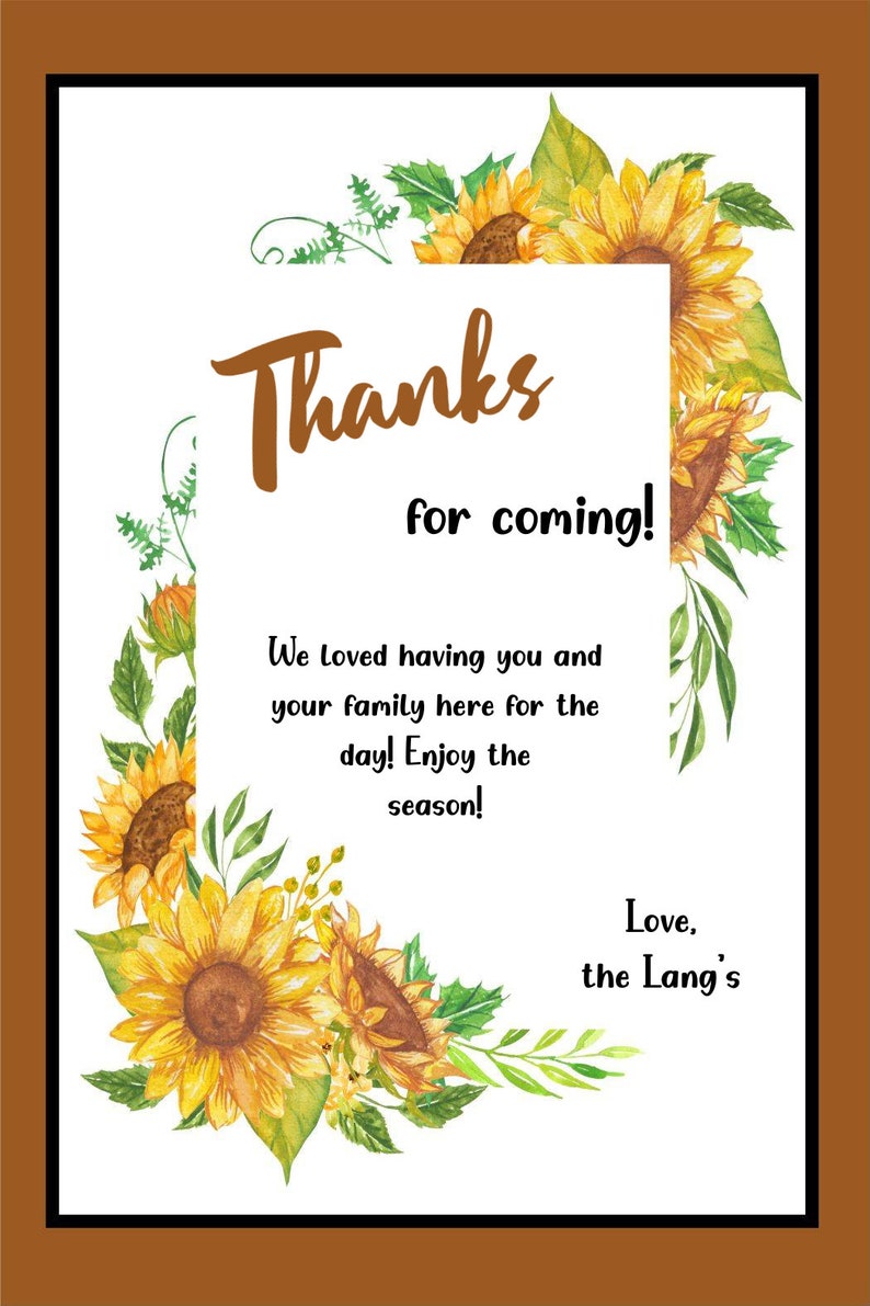 THANKSGIVING SUNFLOWER FRAME Invitation and Thank You Postcard ...