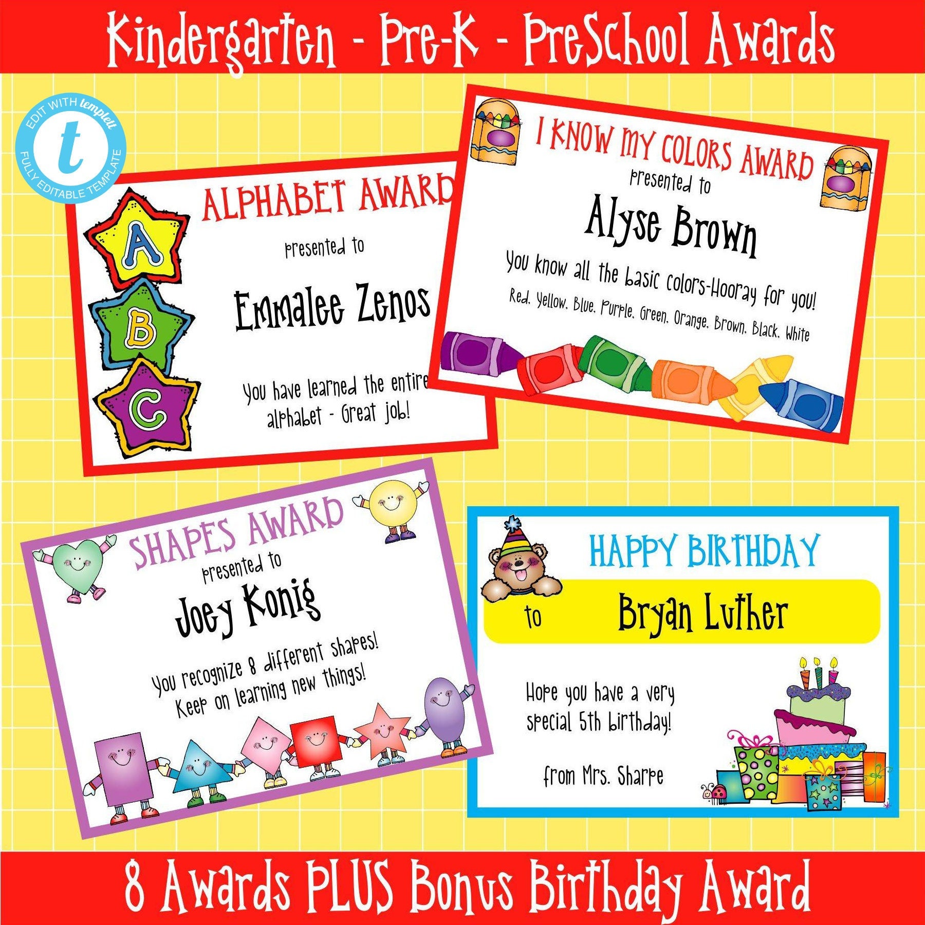 Pre K Award Certificate Templates