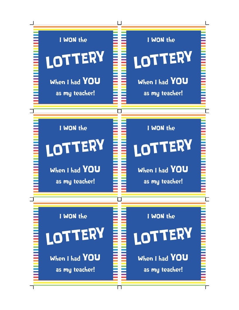 TEACHER Appreciation-lottery Gift Tag and Note-students-families ...