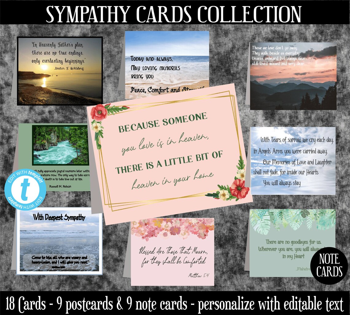 18 SYMPATHY CARD Templates-notecard & Postcard-text-email-send to ...