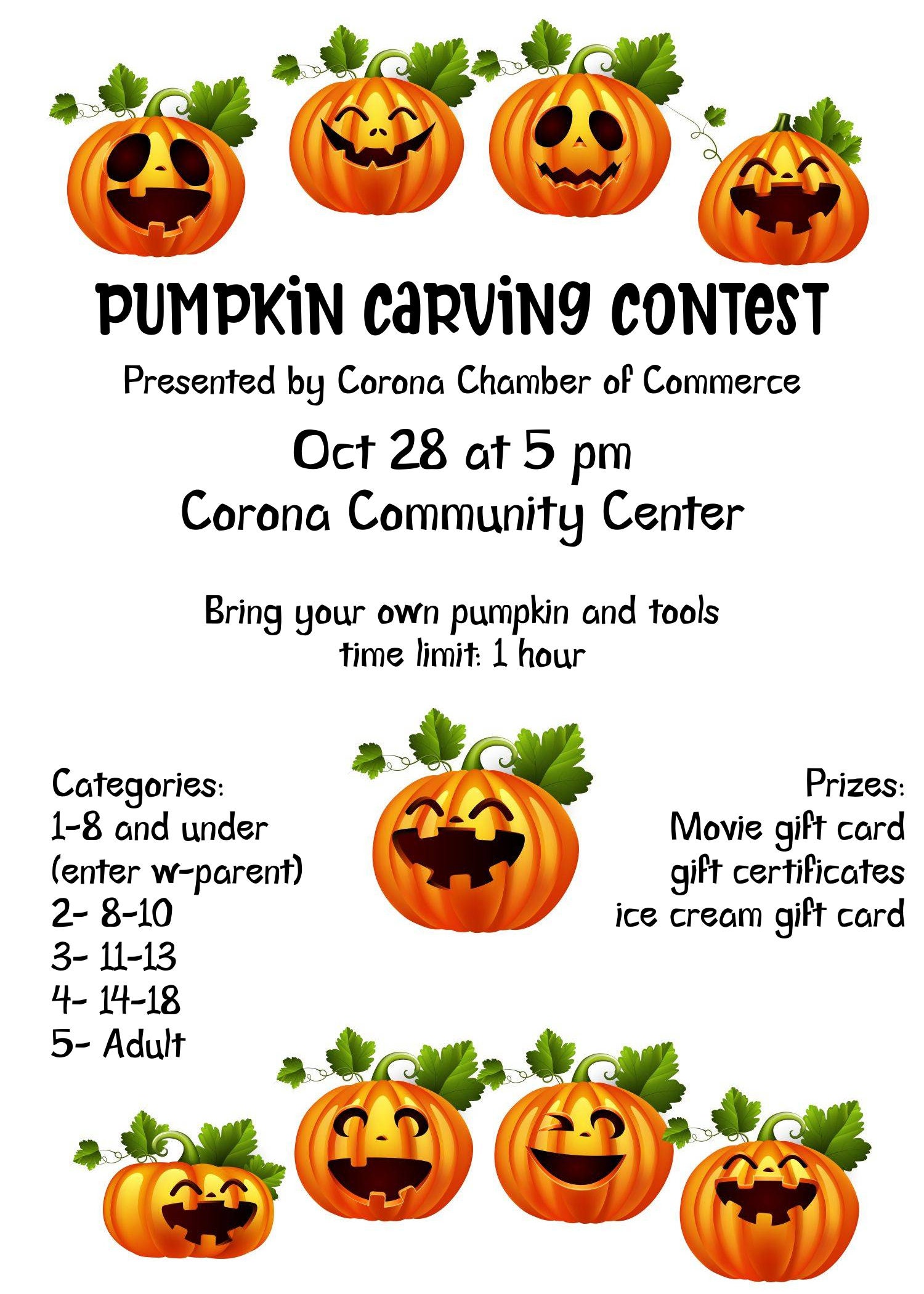 PUMPKIN CARVING FLYER-2 Sizes-cute Pumpkins All Around-personalize W ...