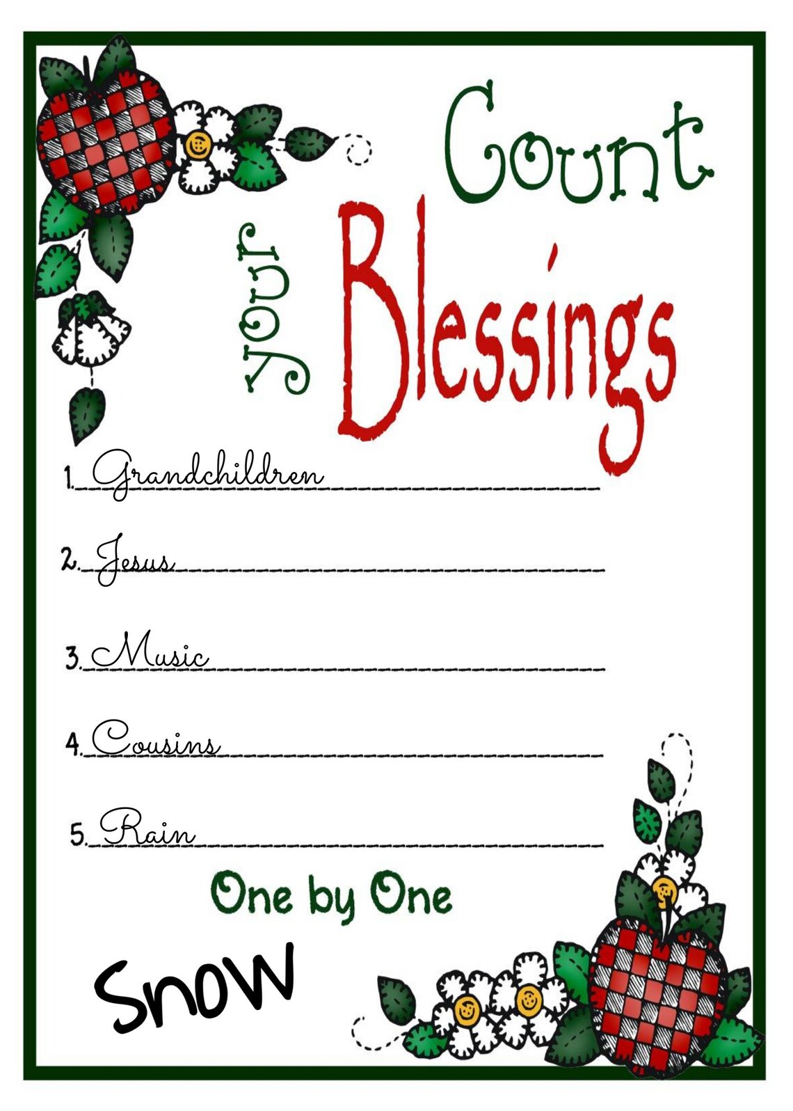 Count Your Blessings Whimzee Template, Frameable Project Idea-editable ...