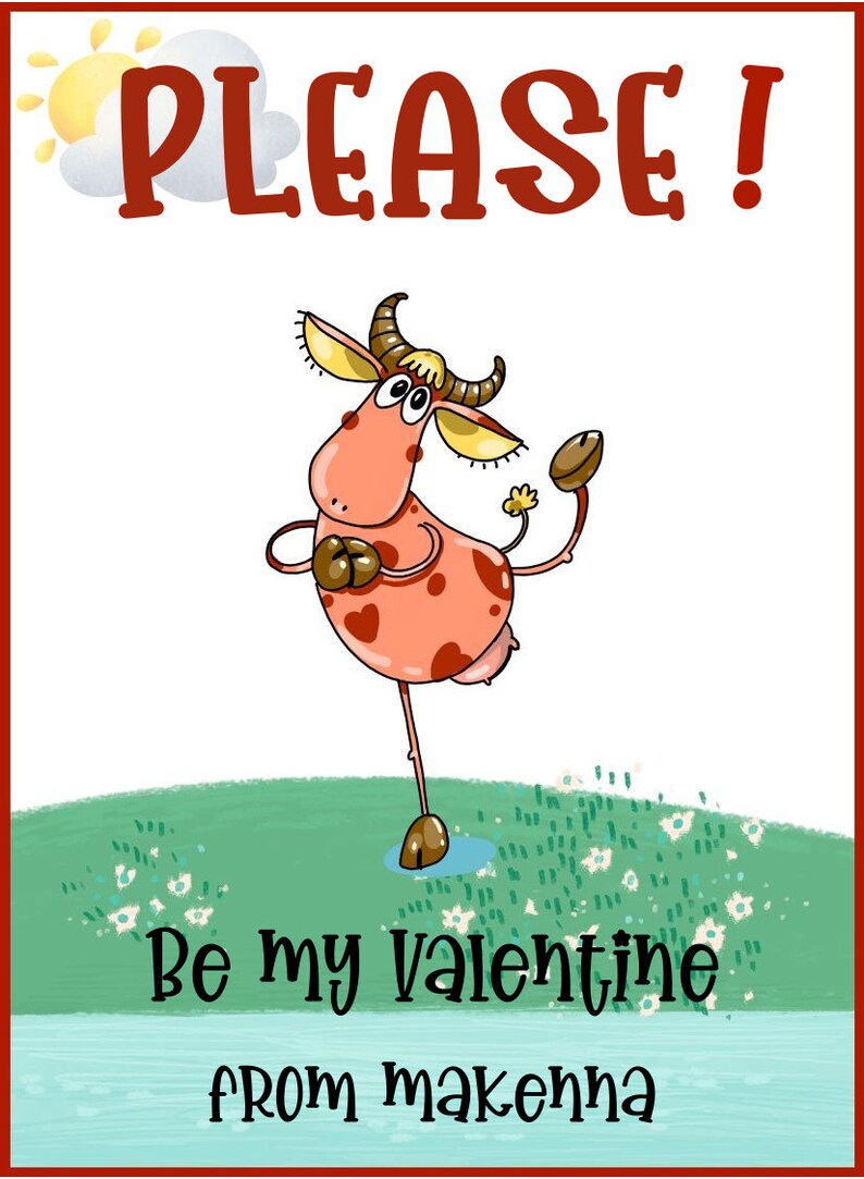 Whimsical Cow Valentine Templates: Editable Text (templett) - Etsy