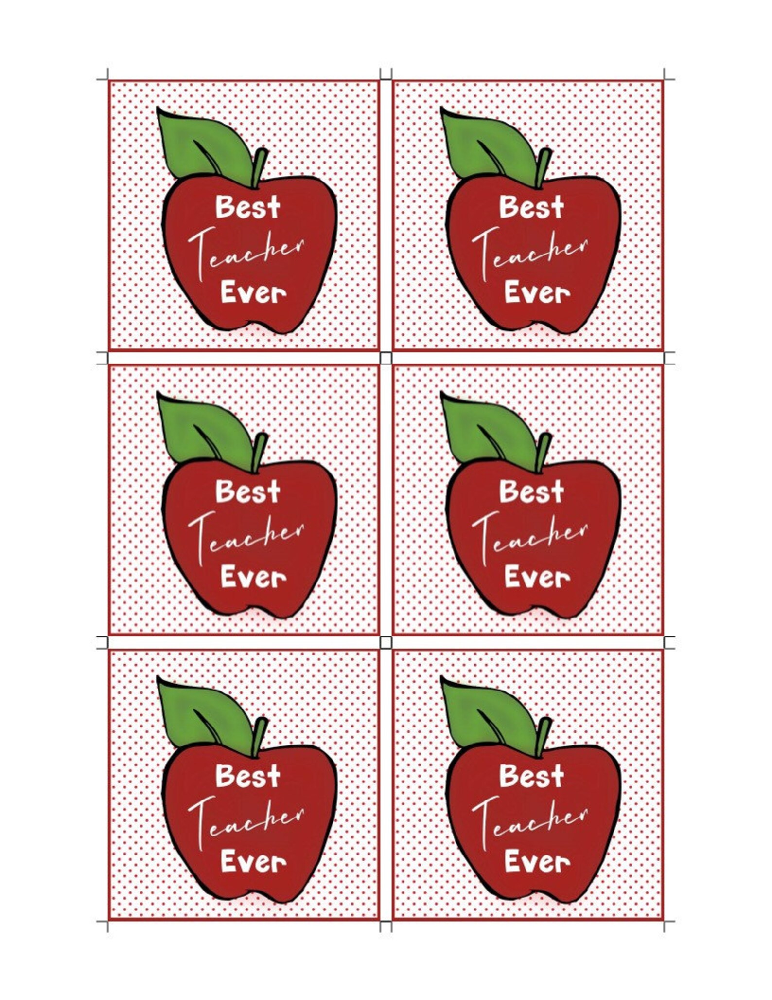 TEACHER APPRECIATION Gift Tag in 2 Sizes-instant Download-cute Apple ...