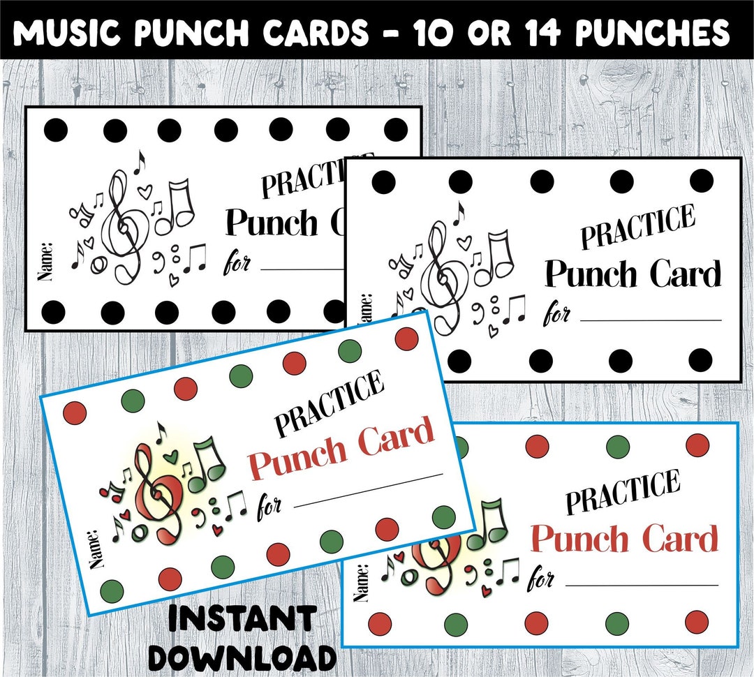 Music Practice Punch Cards: Student Incentive (digital Download) - Etsy