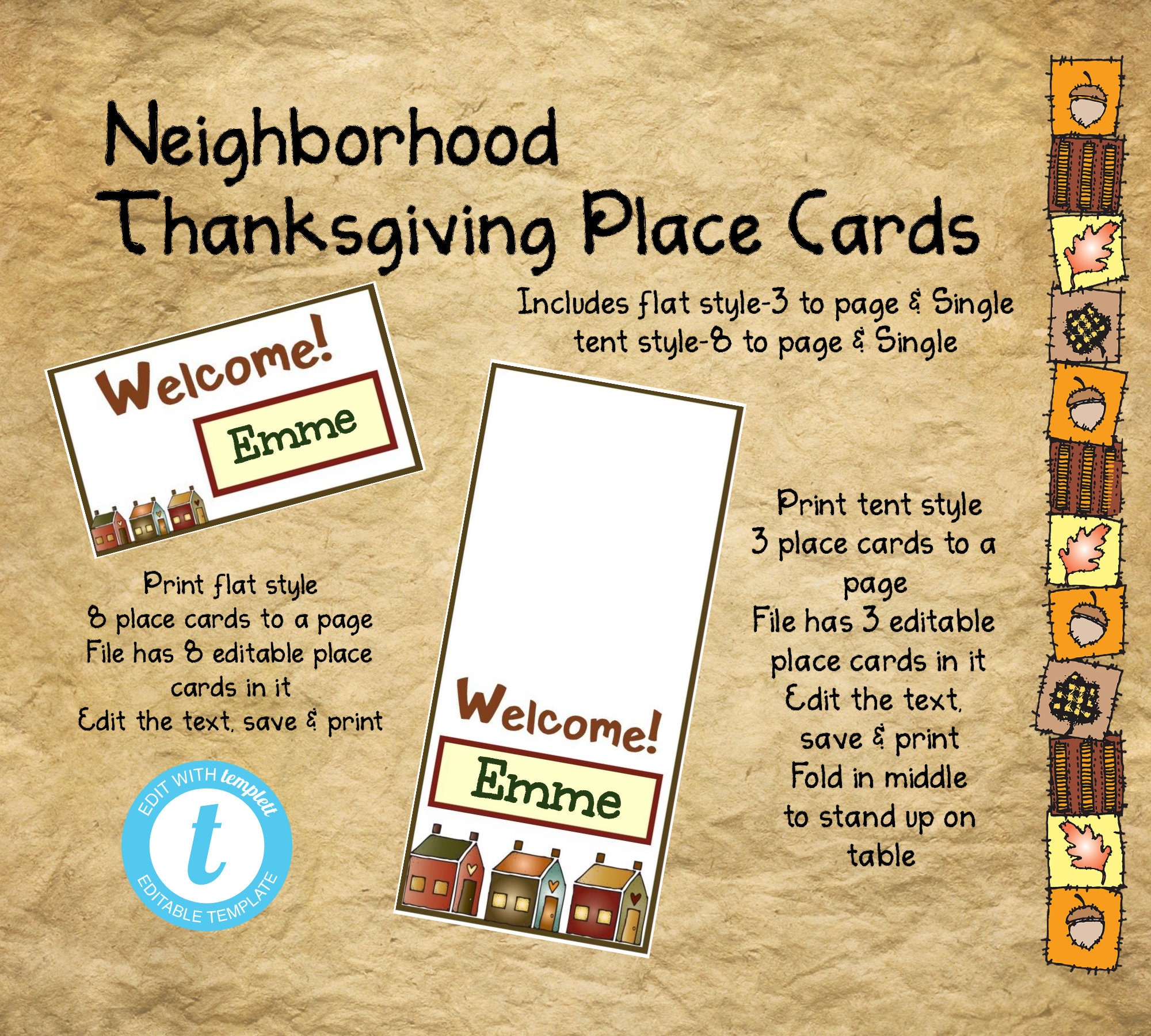 Thanksgiving Bundle-neighborhood Theme-11 Files-great Value-invitations ...