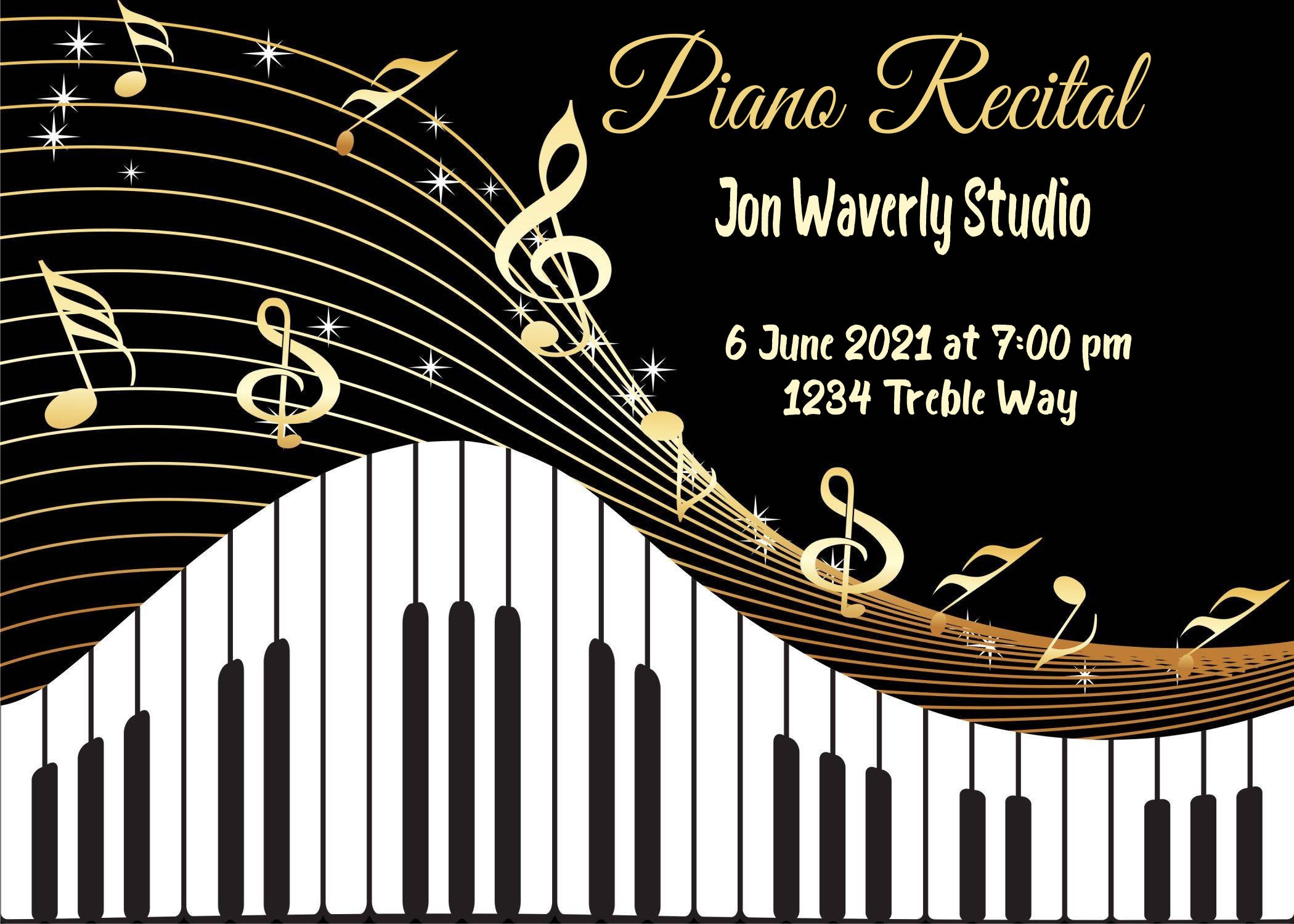 Flowing Staff With Keyboard Recital Invitation Template-classy Looking ...