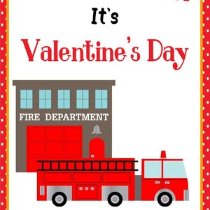 6 FIREFIGHTER VALENTINE Card Templates-fireman Valentine Card ...