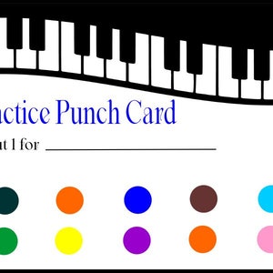 PIANO PRACTICE PUNCH Cards-color and Black & White-great Incentive for ...