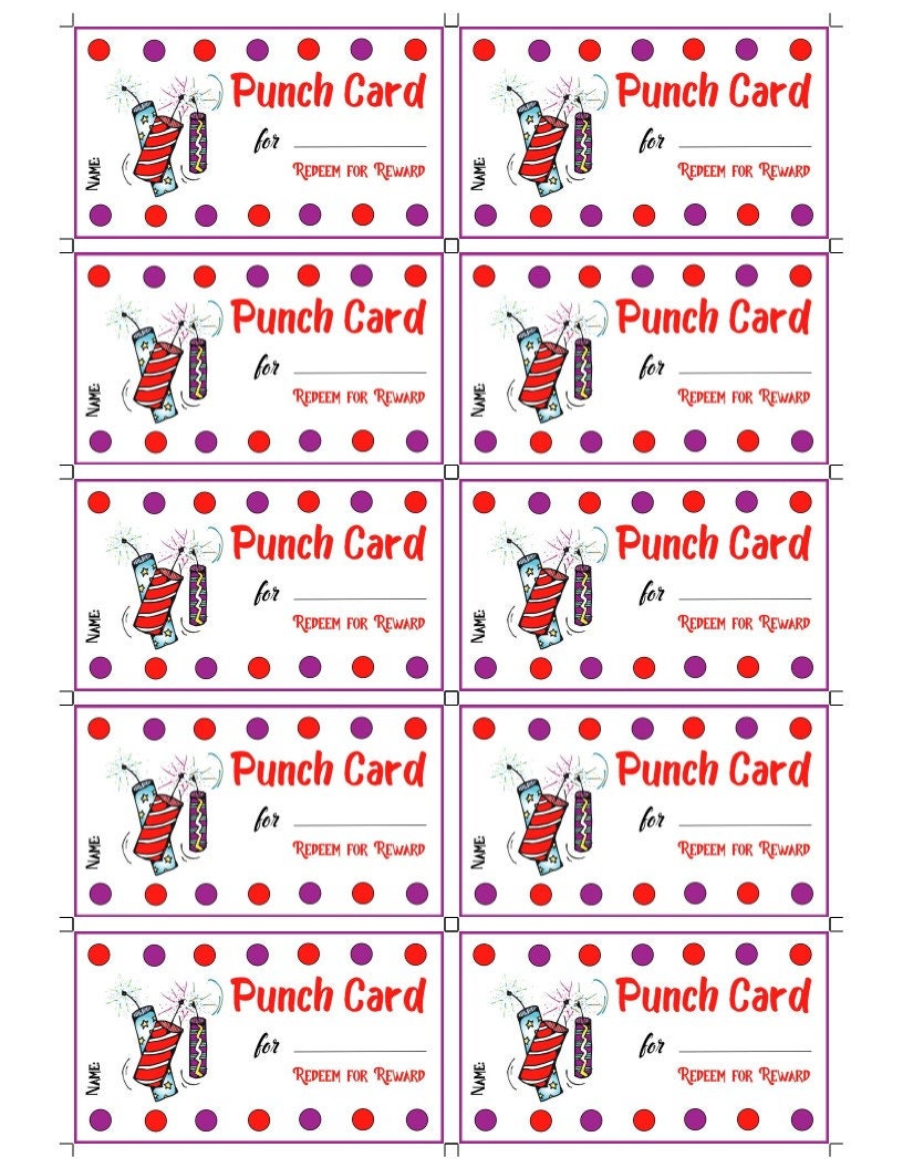 Holiday Punch Card Templates: July-december, School & Home (PDF) - Etsy