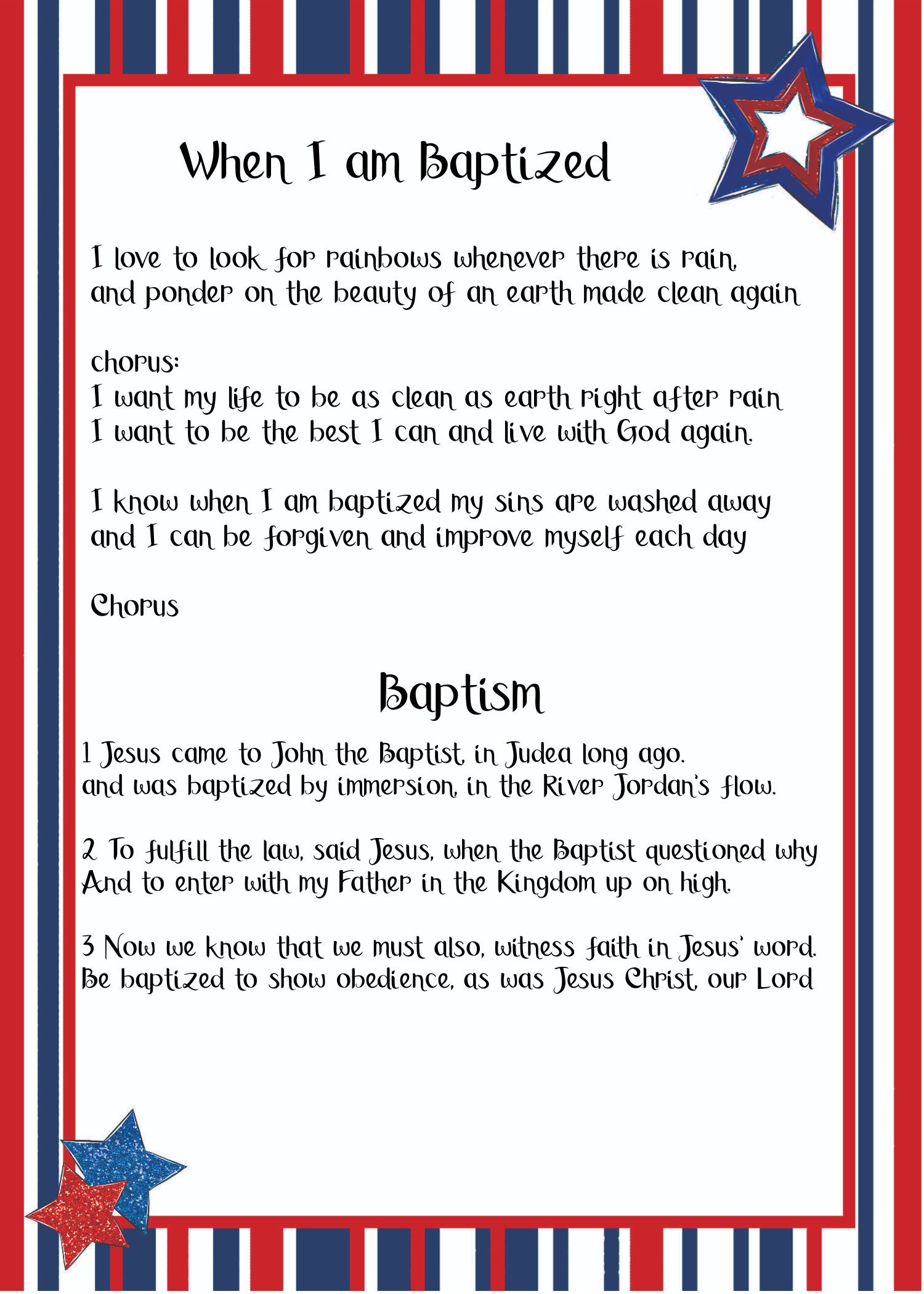 LDS BAPTISM Bundle-blue & Red Color Scheme-invitation-program-water ...