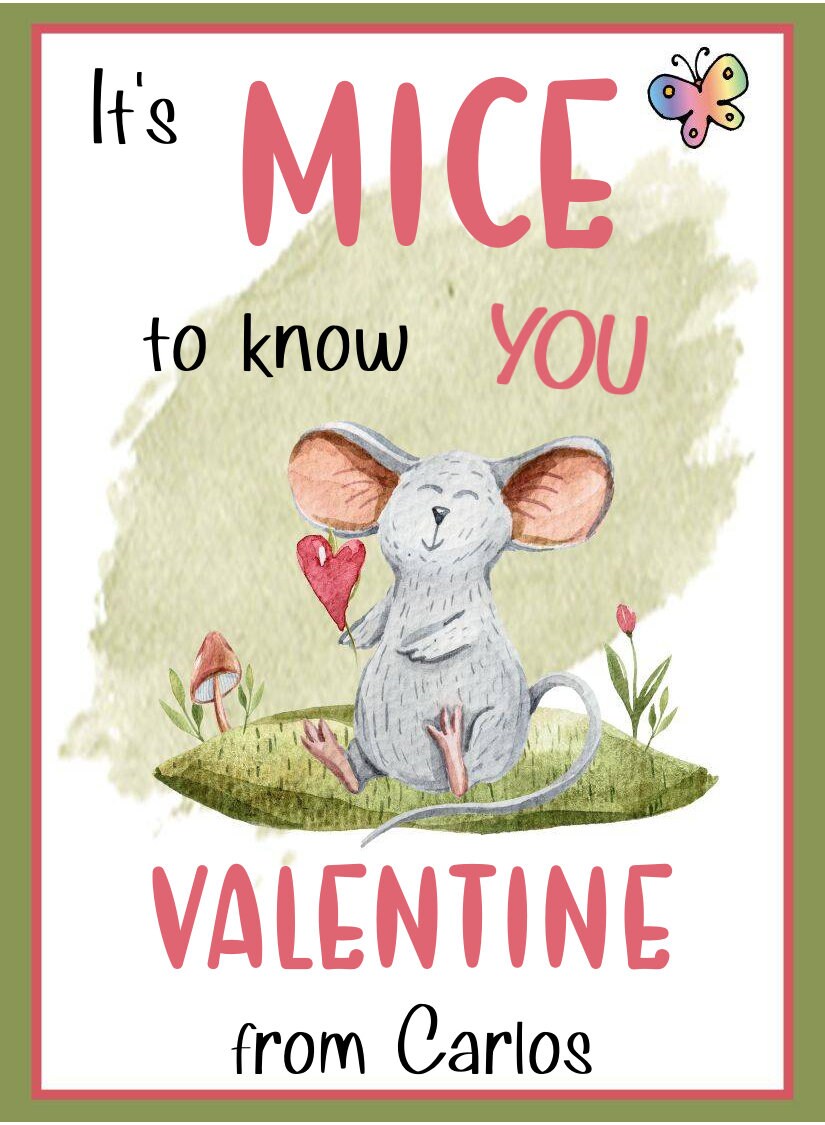 6 CUTE ANIMAL Valentine Card Templates-valentine’s Day Card for Kids ...