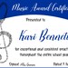 TREBLE CLEF MUSIC Award Certificate-unique Clef Sign Highlights This ...