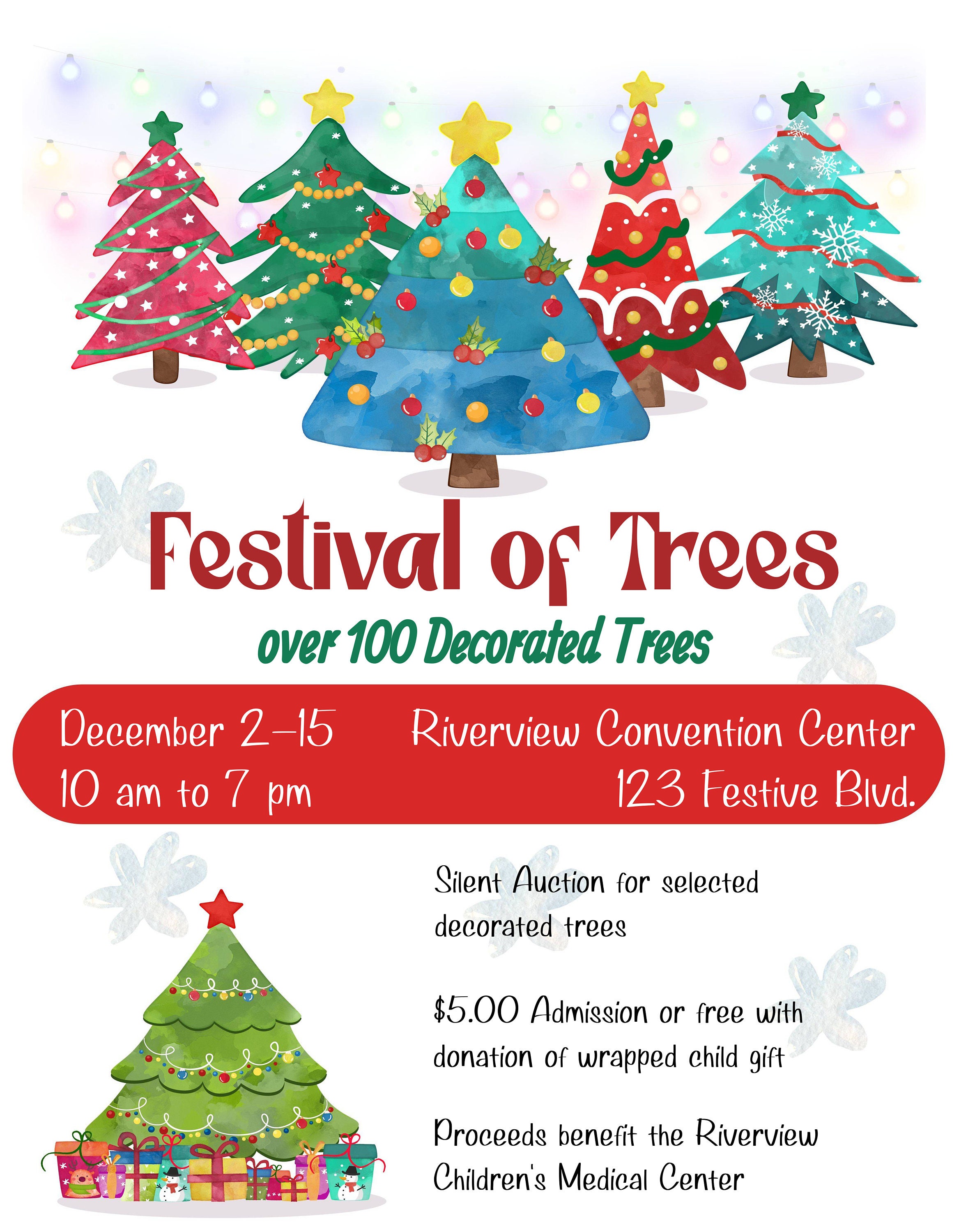 FESTIVAL OF TREES and Silent Auction Forms Template-colorful Christmas ...