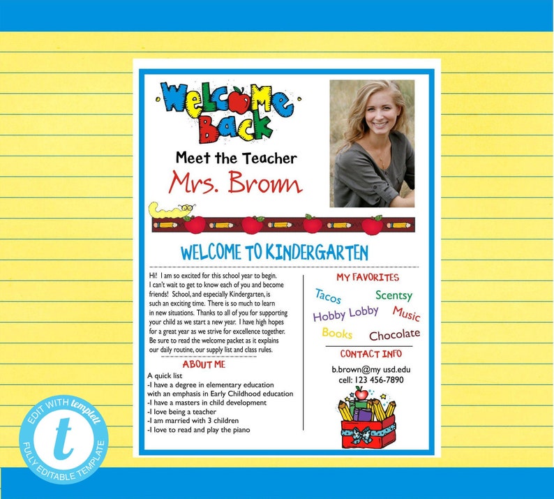 Meet the Teacher Template-editable Text-welcome Back to School-teacher ...