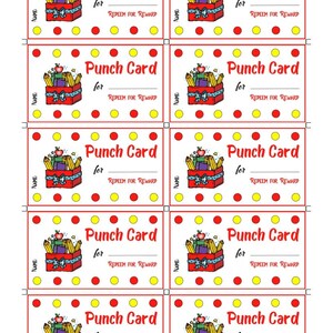 Holiday Punch Card Templates: July-december, School & Home (PDF) - Etsy