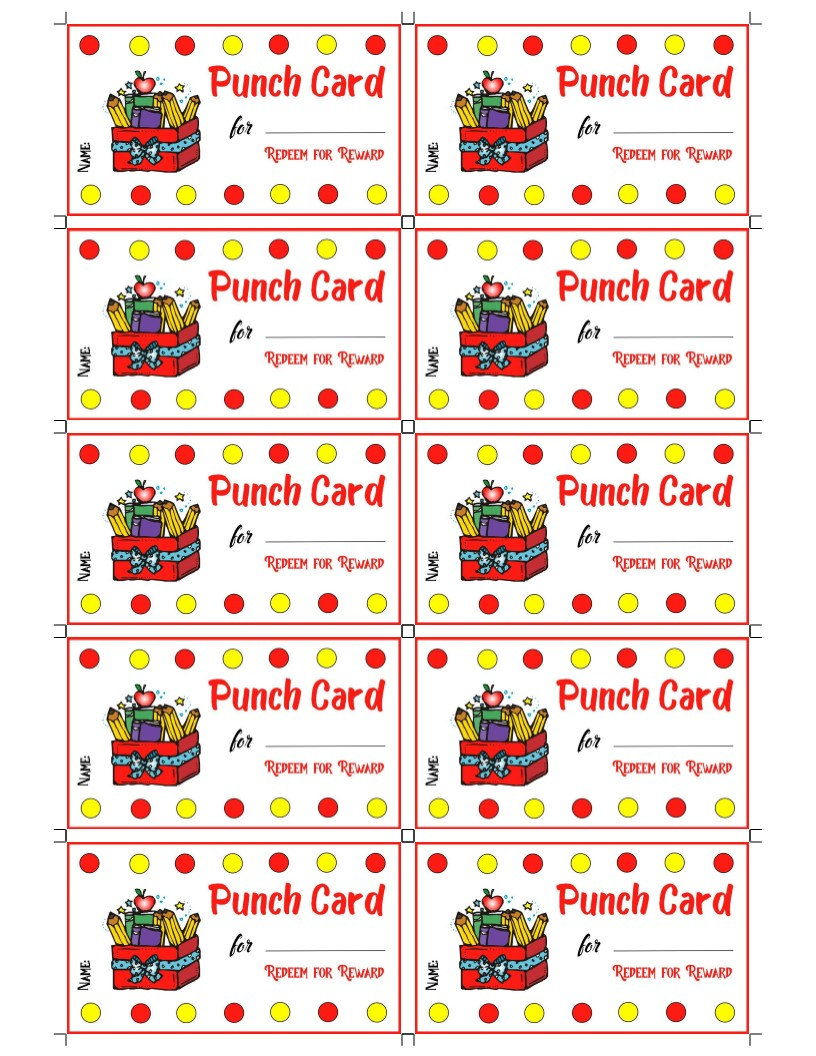 Holiday Punch Card Templates: July-december, School & Home (PDF) - Etsy
