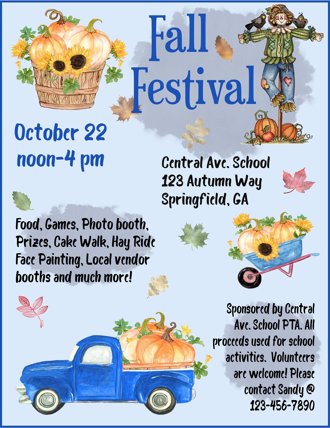 FALL FESTIVAL INVITATION and Flyer With Cute Blue Pick-up - Etsy