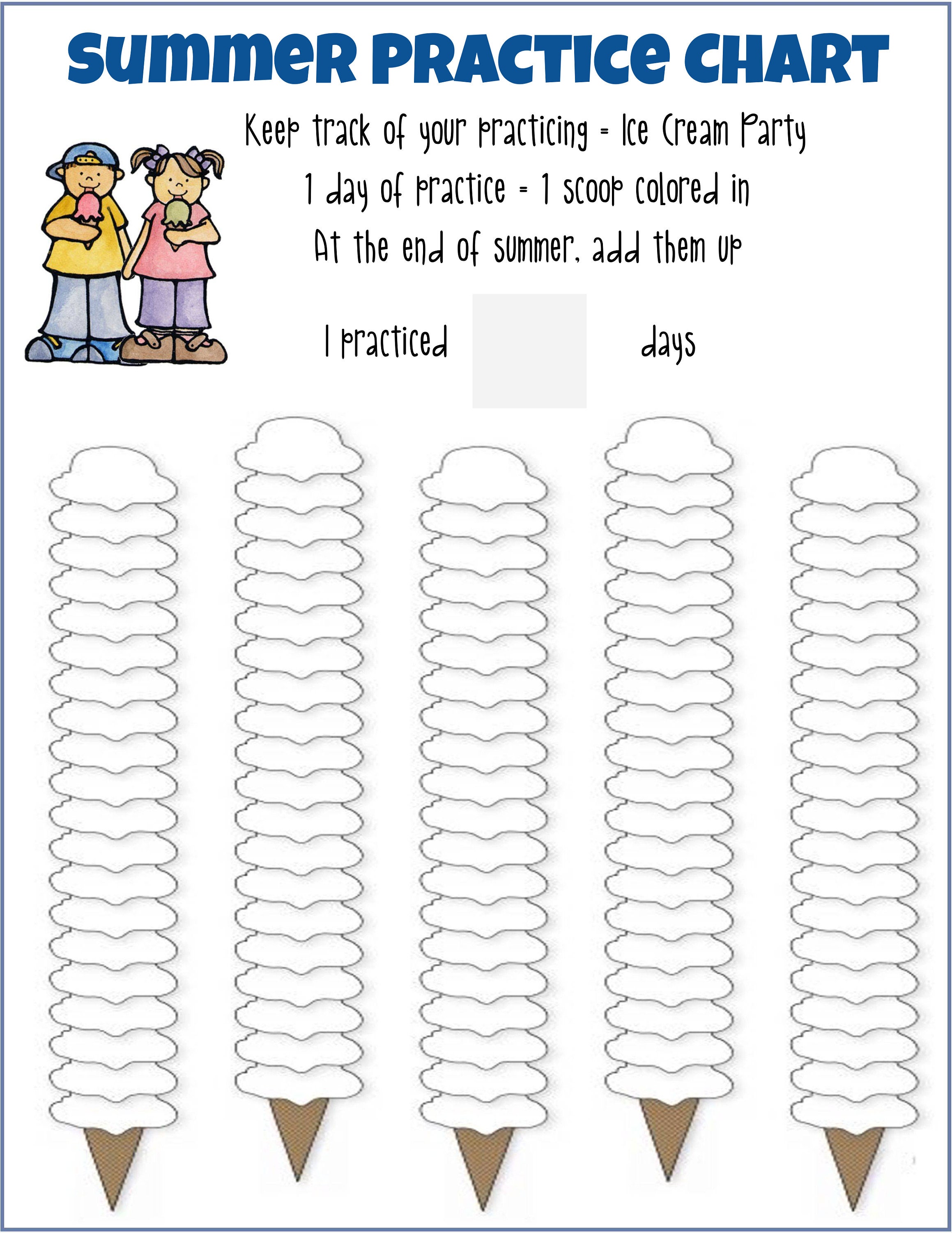 MUSIC PRACTICE Chart-ice Cream Scoops Practice Incentive-offer Ice ...