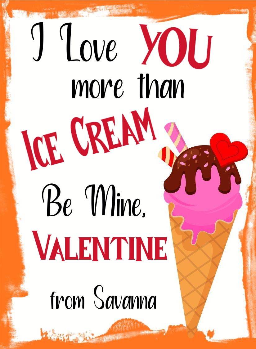 6 FUN ICE CREAM Valentine Templates Ice Cream Treats in Different ...