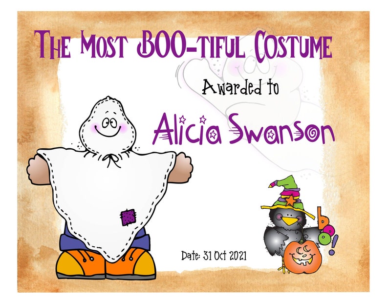 Halloween Costume Award Certificate Templates-12 Unique Awards to ...