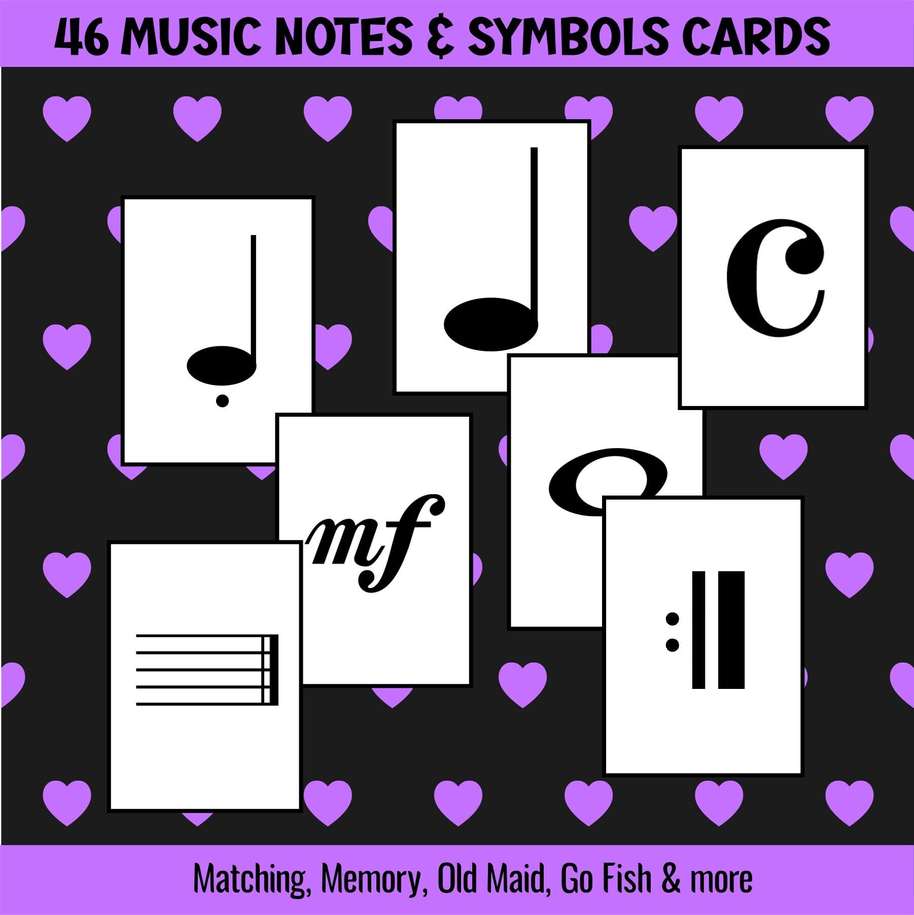MUSICAL SYMBOLS and NOTE Flashcards-perfect for Games Like Memory ...