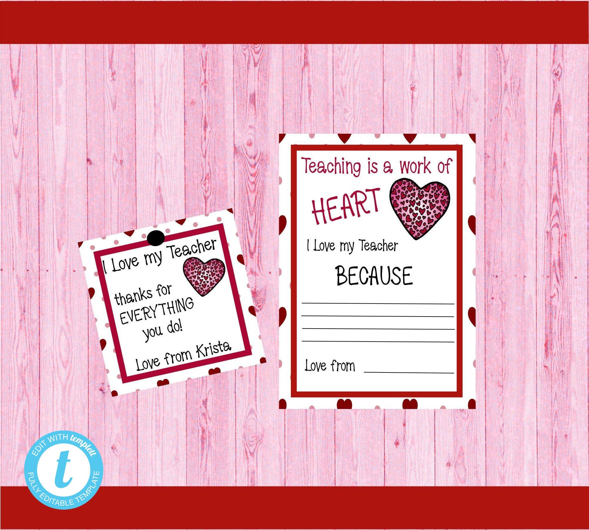 TEACHER APPRECIATION Gift Tag and Note-students-families-volunteers ...