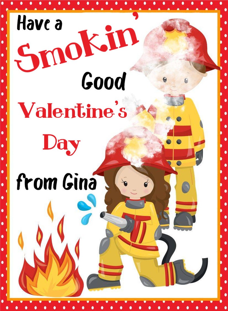 6 FIREFIGHTER VALENTINE Card Templates-fireman Valentine - Etsy