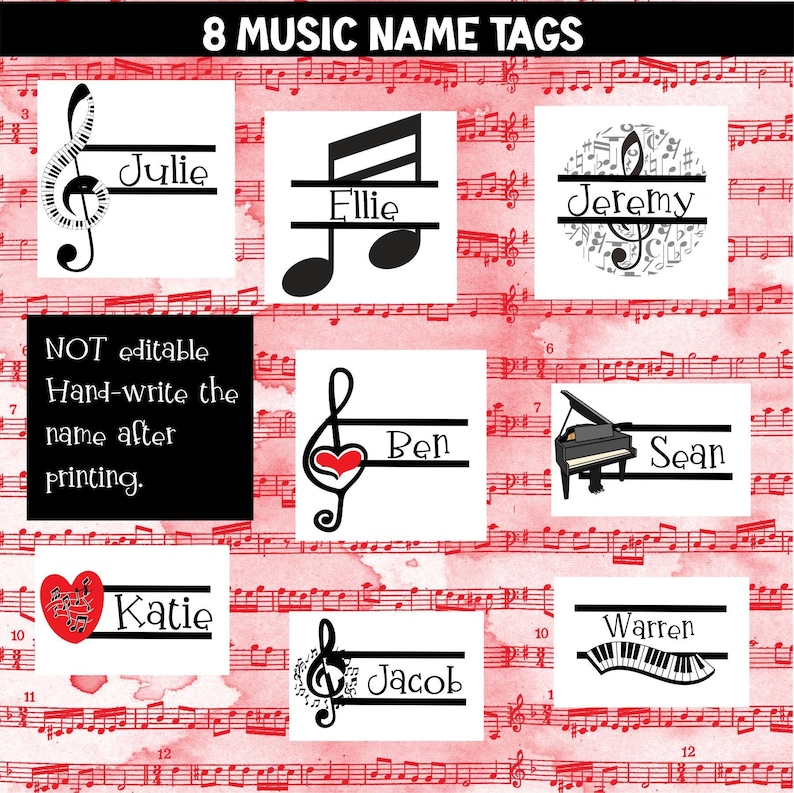 MUSIC NAME Tags-perfect for School Classrooms-teachers-music Class ...