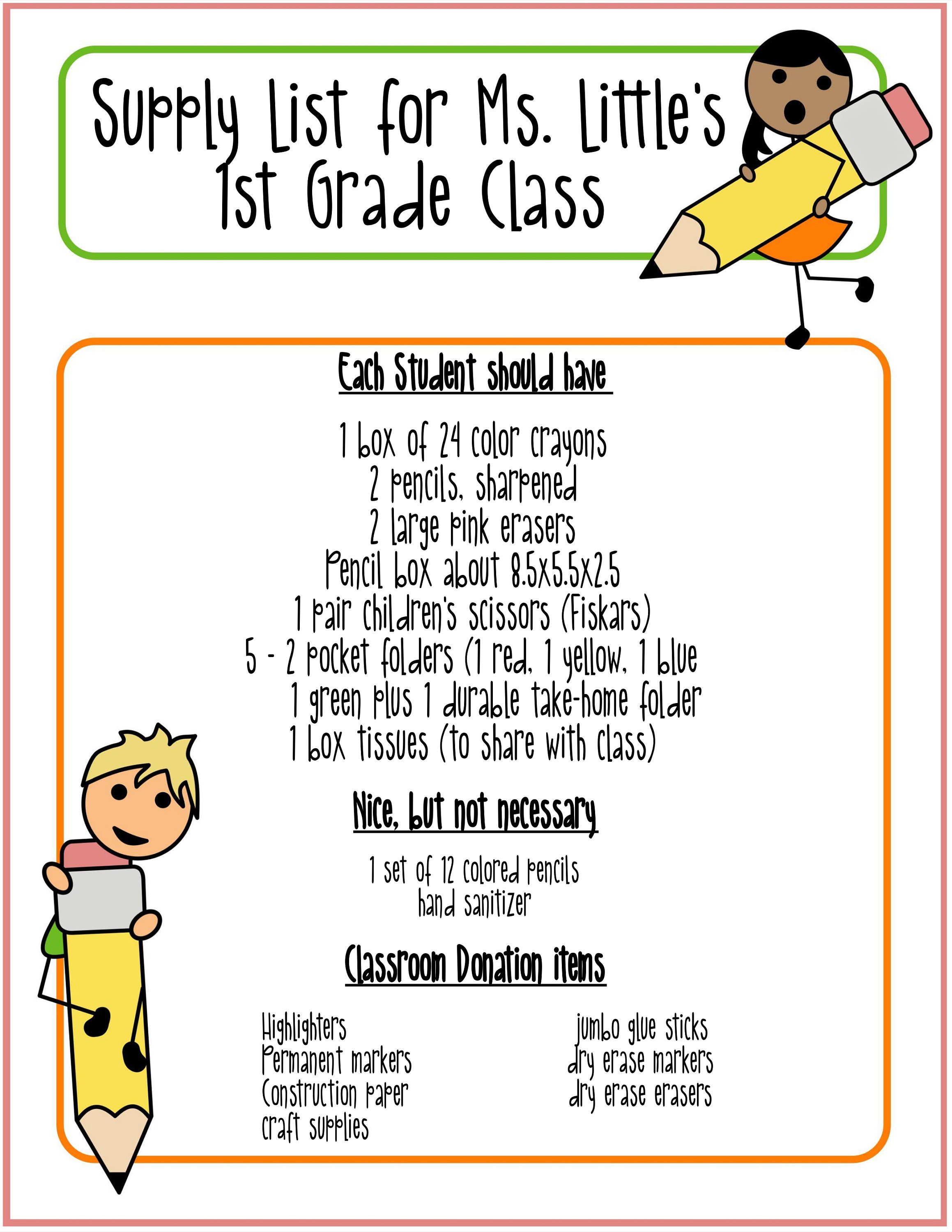 Classroom Supply List Template for Start of School Year-editable to ...