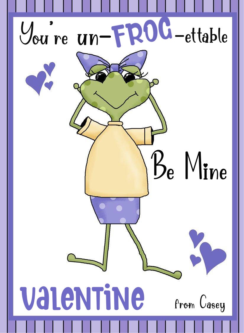 FROG VALENTINE CARD Templates for Kids-valentines Day Cards - Etsy