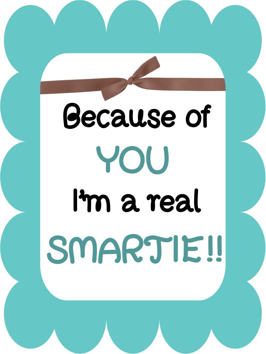TEACHER APPRECIATION Gift Tag-cute Smarties Theme-for a - Etsy